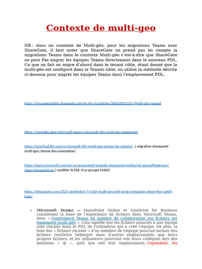 Migration Teams en Multi-Géo avec ShareGate | PDF | SharePoint ...