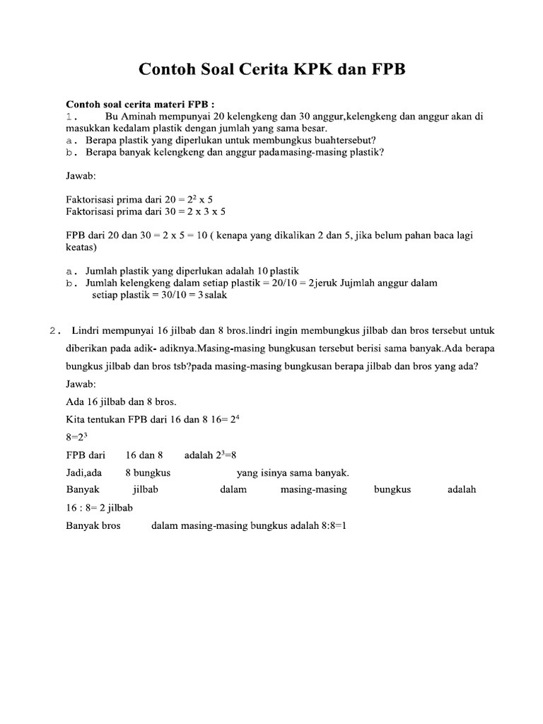 Soal FPB KPK | PDF