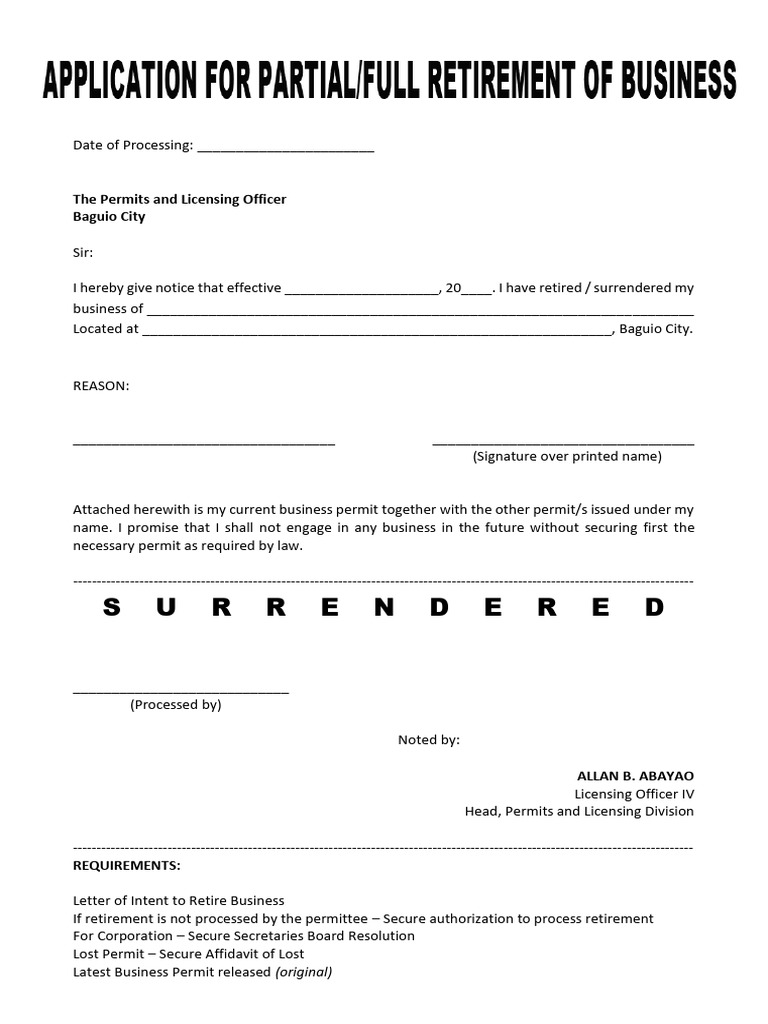 Business Partial _ Full Retirement Form | PDF