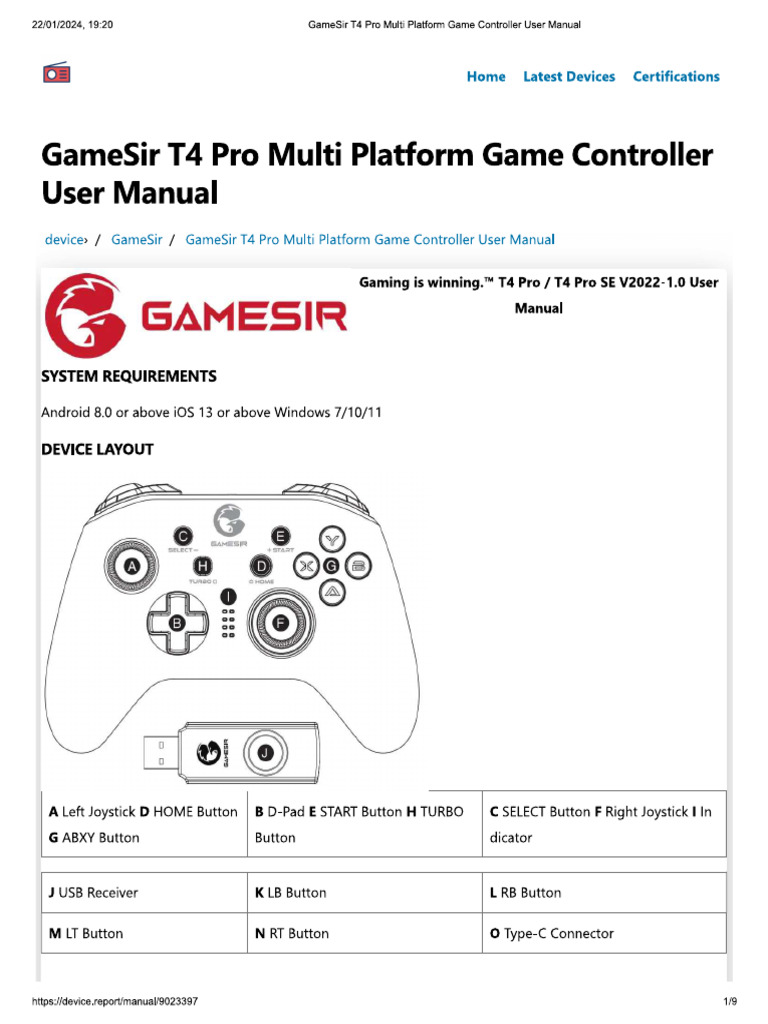 Gamesir T4 Manual | PDF