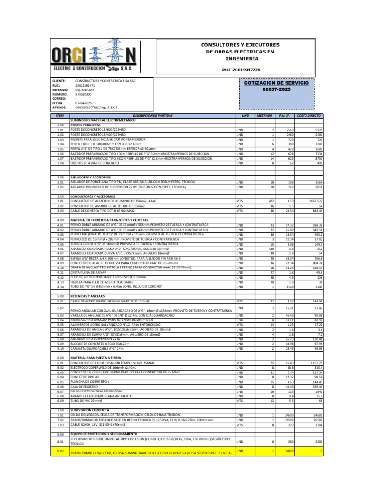 Cotizacion Ing Salazar-Ucayali | PDF | Infraestructura | Bienes manufacturados
