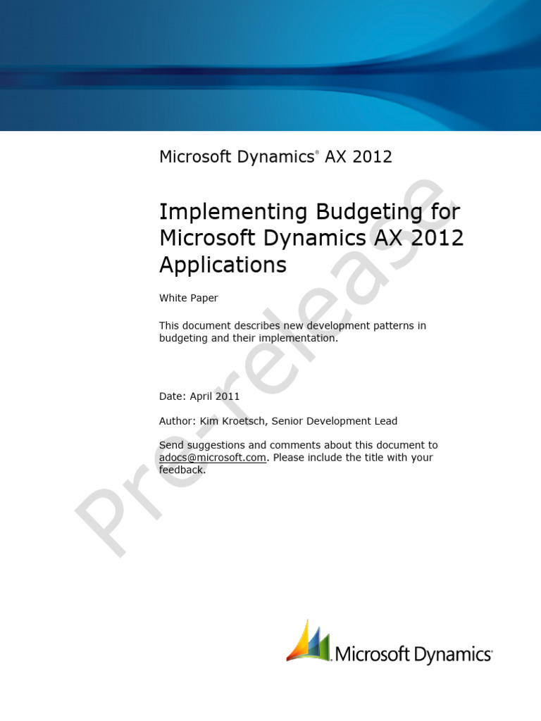 Implementing_Budgeting_for_Microsoft_Dynamics_AX_2012_Applications_AX 2012 | PDF | Parameter ...