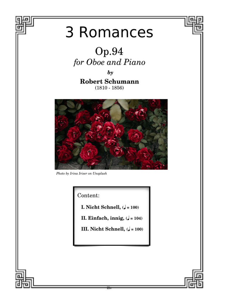 3 Romances Op. 94 For Oboe and Piano - Robert Schumann | PDF | Piano | Musical Compositions