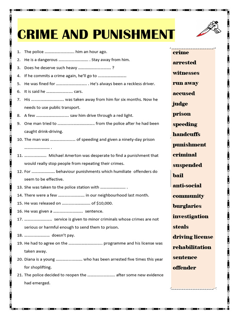 Crime and Punishment Vocabulary - 93092 | PDF | Crimes | Crime & Violence
