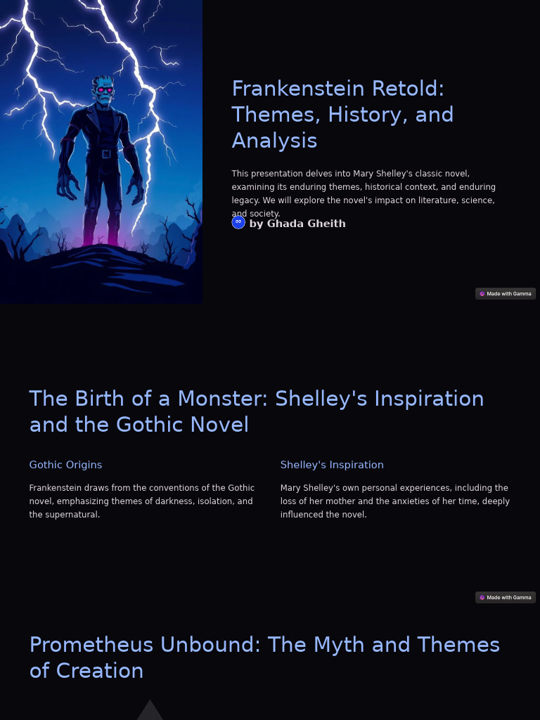 Frankenstein Retold Themes History and Analysis | PDF | Frankenstein ...