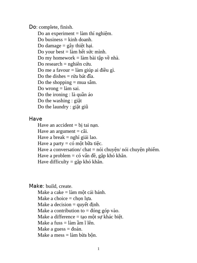 Collacations With Common Verbs | PDF