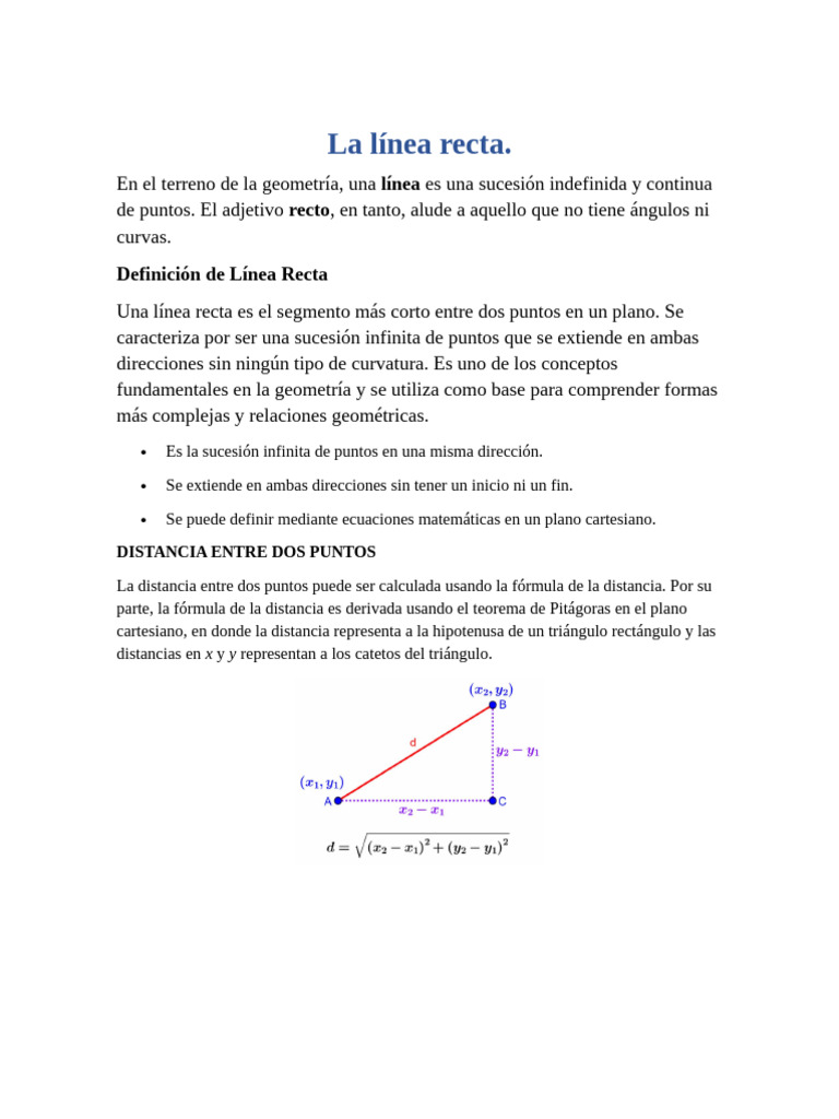 Definición y características de la línea recta | PDF | Línea (geometría ...