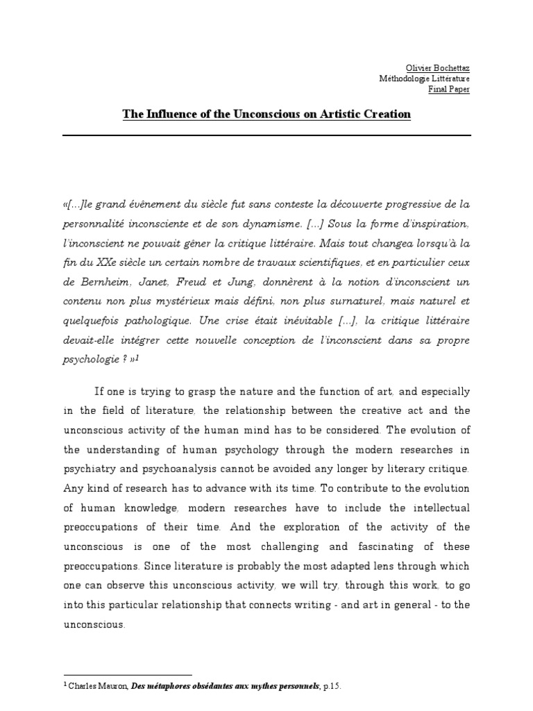 The Influence of The Unconscious On Artistic Creation | PDF ...