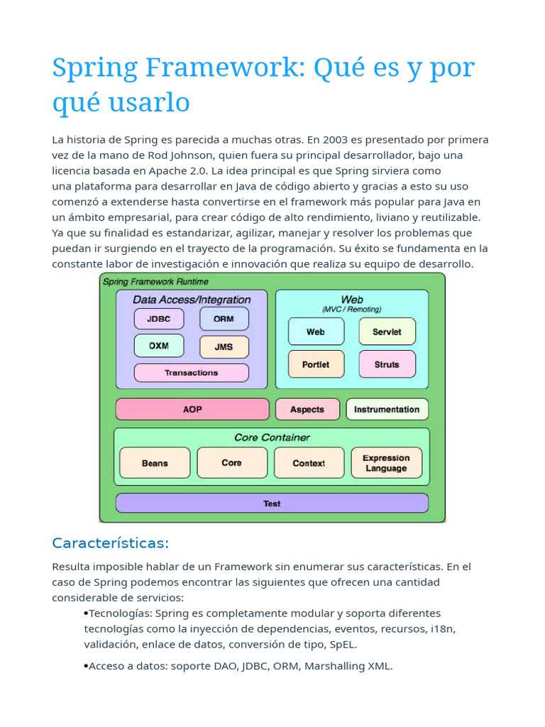 Tema 15 Spring Qué es Spring Framework Ventajas de uso Ecosistema | PDF ...