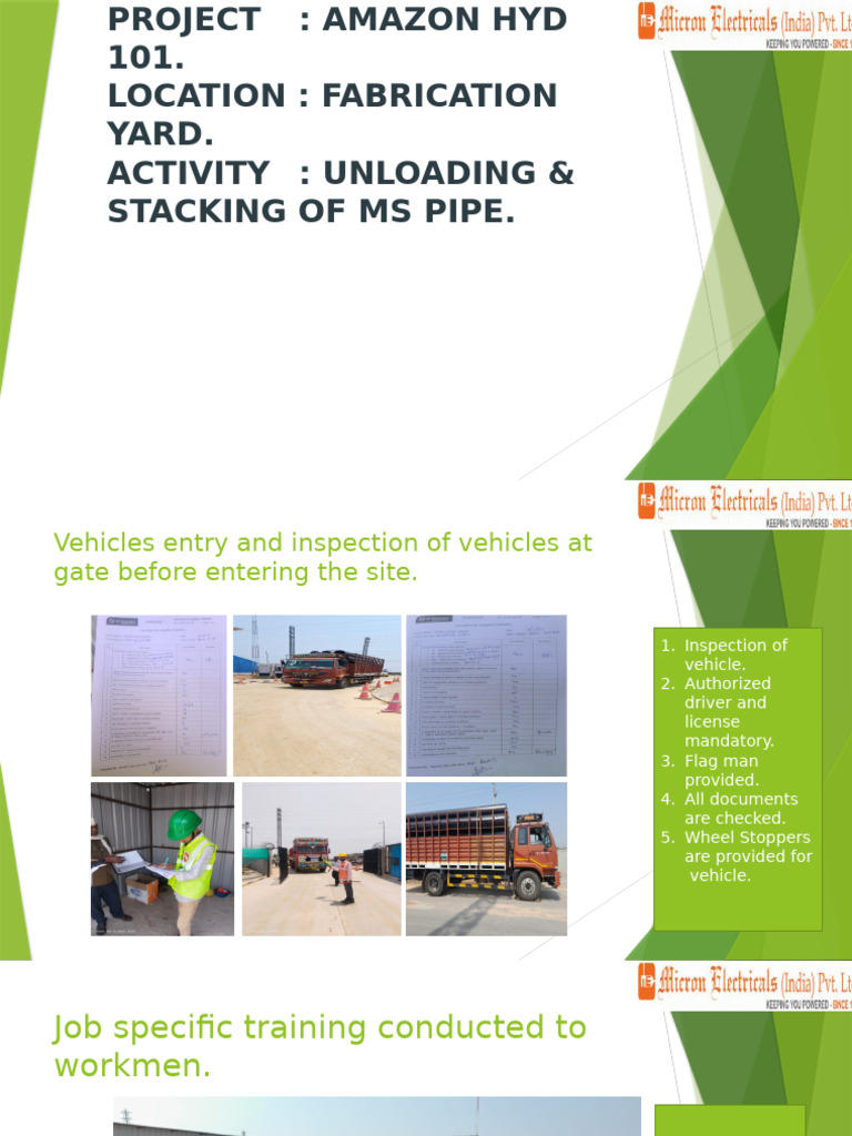 Safe Unloading & Stacking of MS Pipes | PDF | Transport | Vehicles