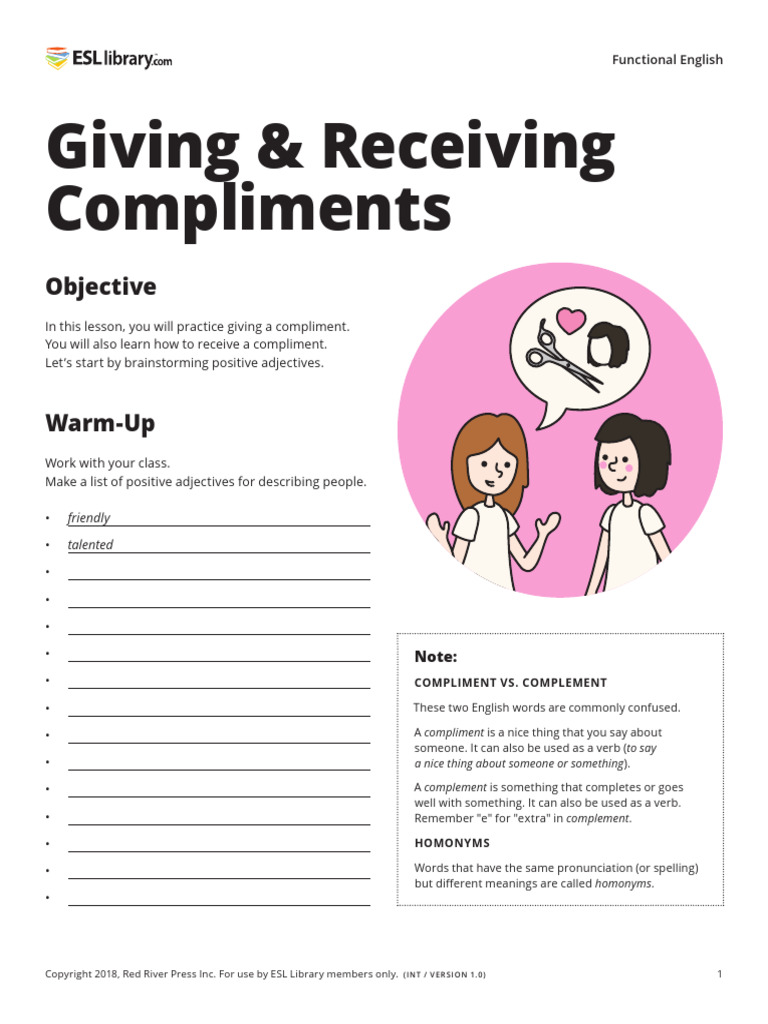 92 Giving and Receiving Compliments US | PDF | English Language | Verb