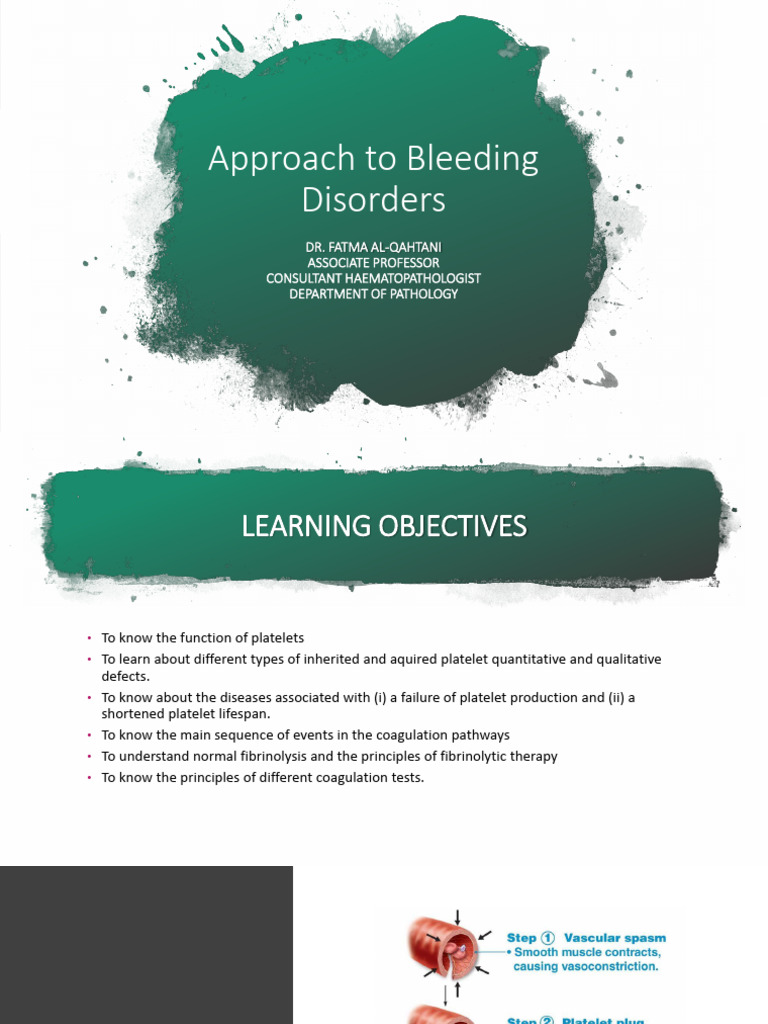 4 - Approach To Bleeding Disorders | PDF | Platelet | Coagulation