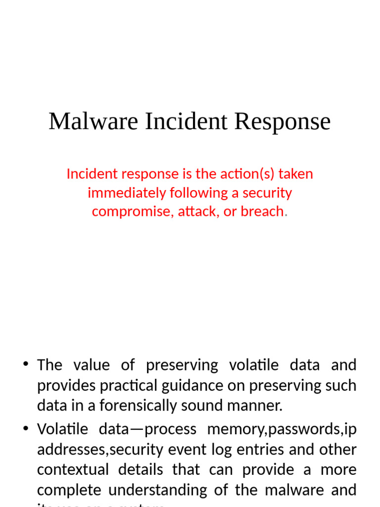 Malware Incident Response Guidelines | PDF | Malware | Computer Network