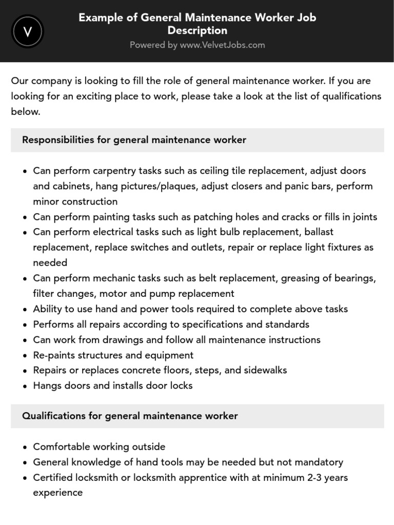 General Maintenance Worker v3 | PDF