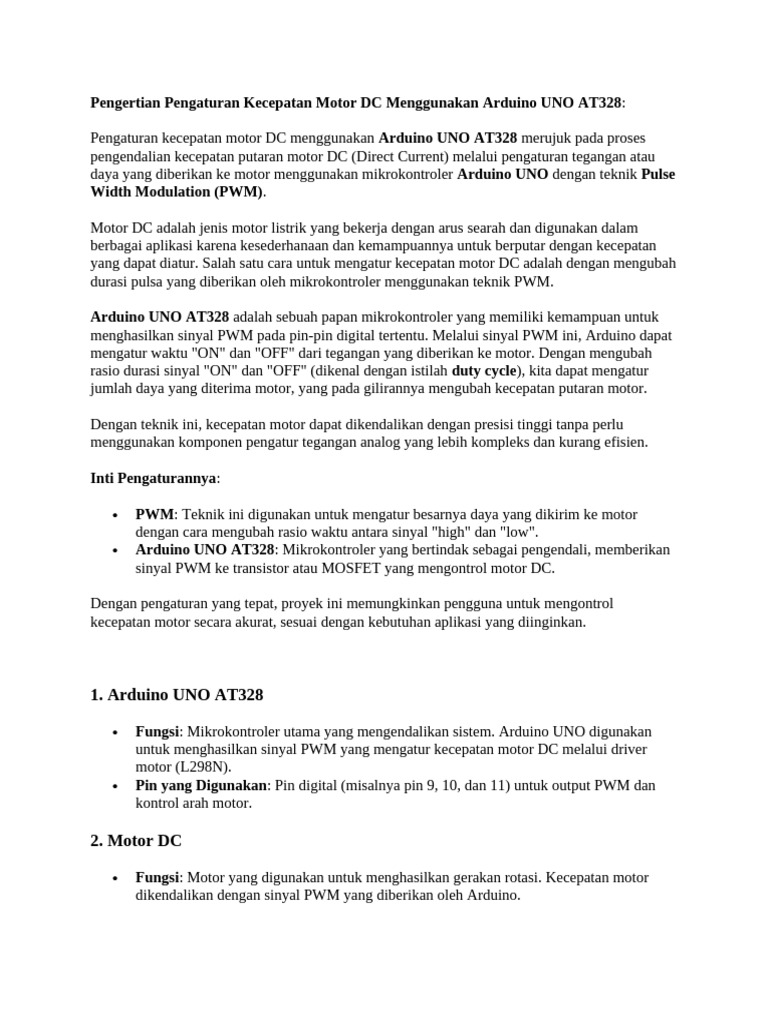 Pengertian Pengaturan Kecepatan Motor DC Menggunakan Arduino UNO AT328 ...