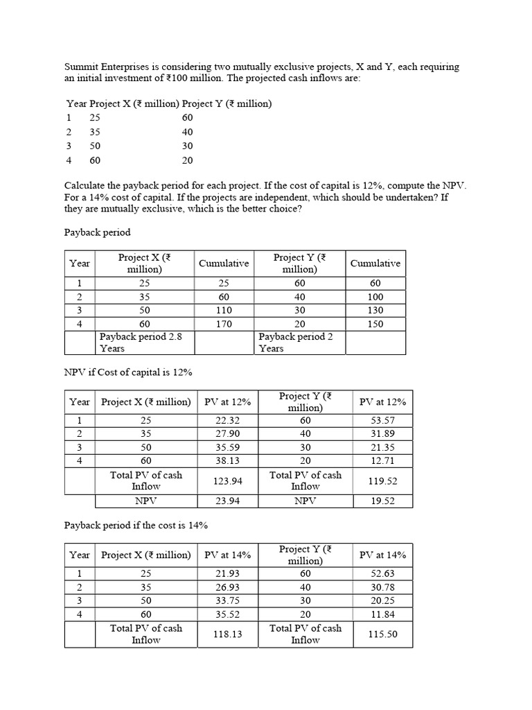 Numericals With Solution | PDF | Net Present Value | Balance Sheet