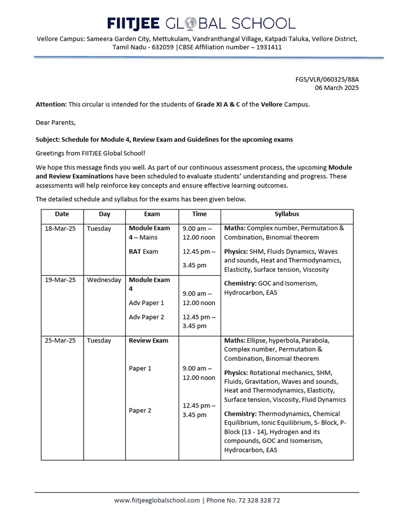 FGS - VLR - 060325 - 88A - Grade 11AC - ReviewExams | PDF | Applied And ...