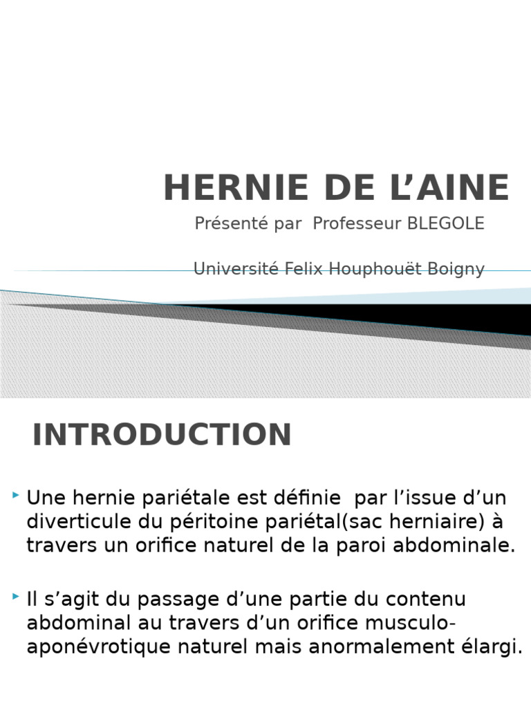 Hernie de l'aine : diagnostic et traitement | PDF | Médecine clinique | Maladies et troubles