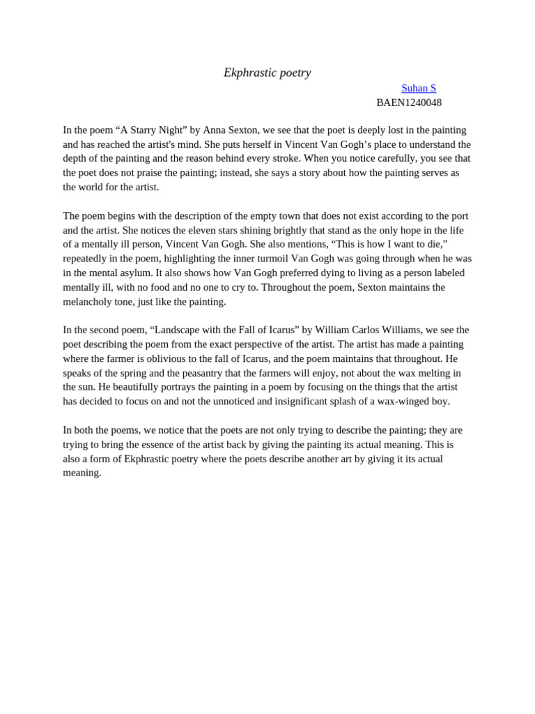 Exploring Ekphrastic Poetry Insights | PDF
