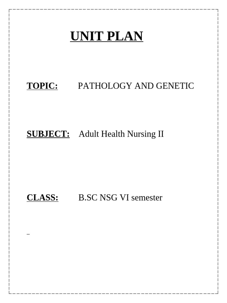 Pathology and Genetics Unit Plan | PDF