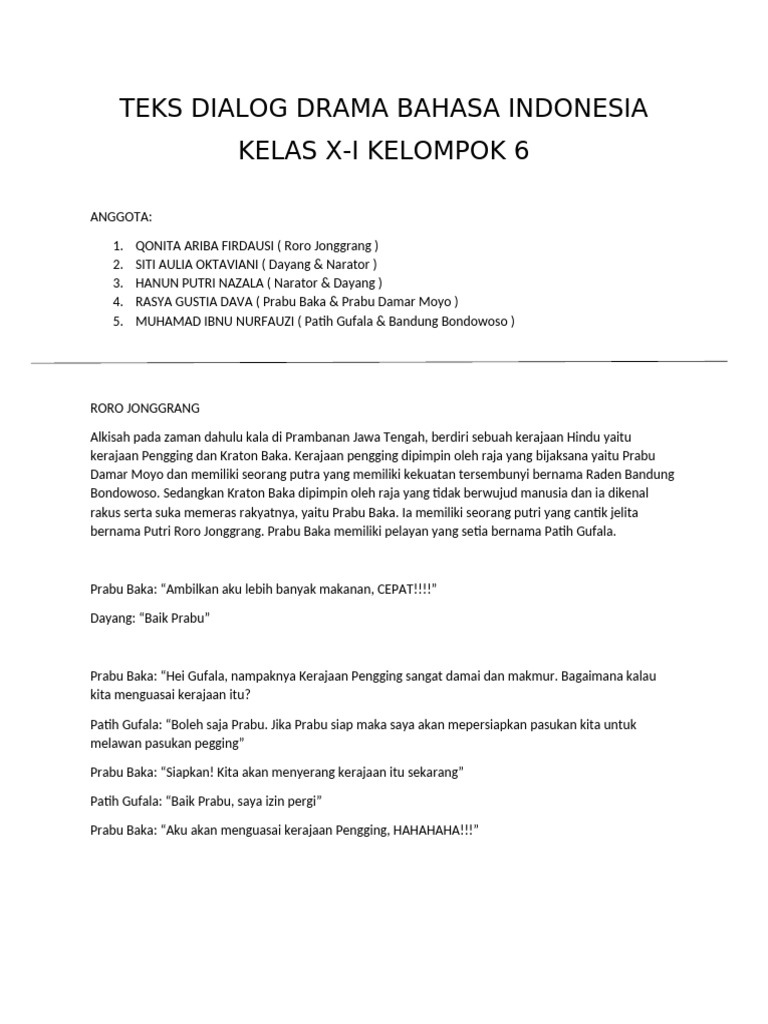 Teks Dialog Drama Bahasa Indonesia | PDF
