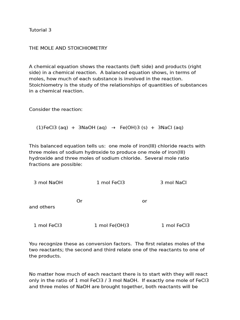 Stoichiometry and Limiting Reagents Guide | PDF | Sodium Hydroxide ...