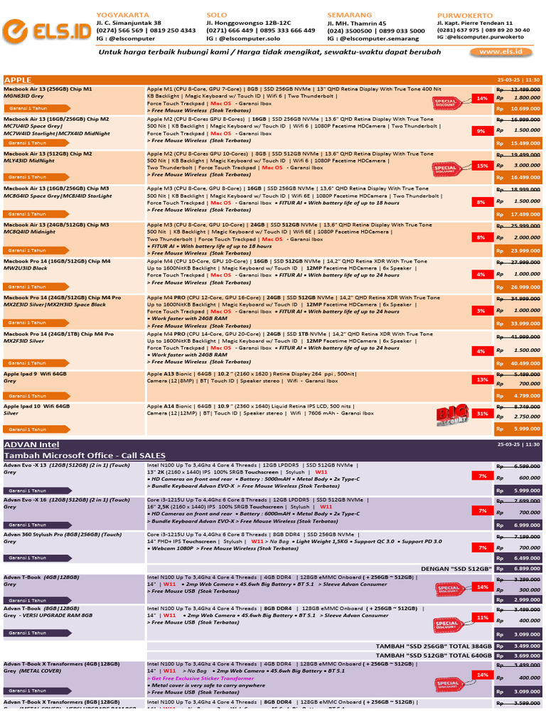 ELS 25 Maret 2025 | PDF | I Pad | Computer Hardware