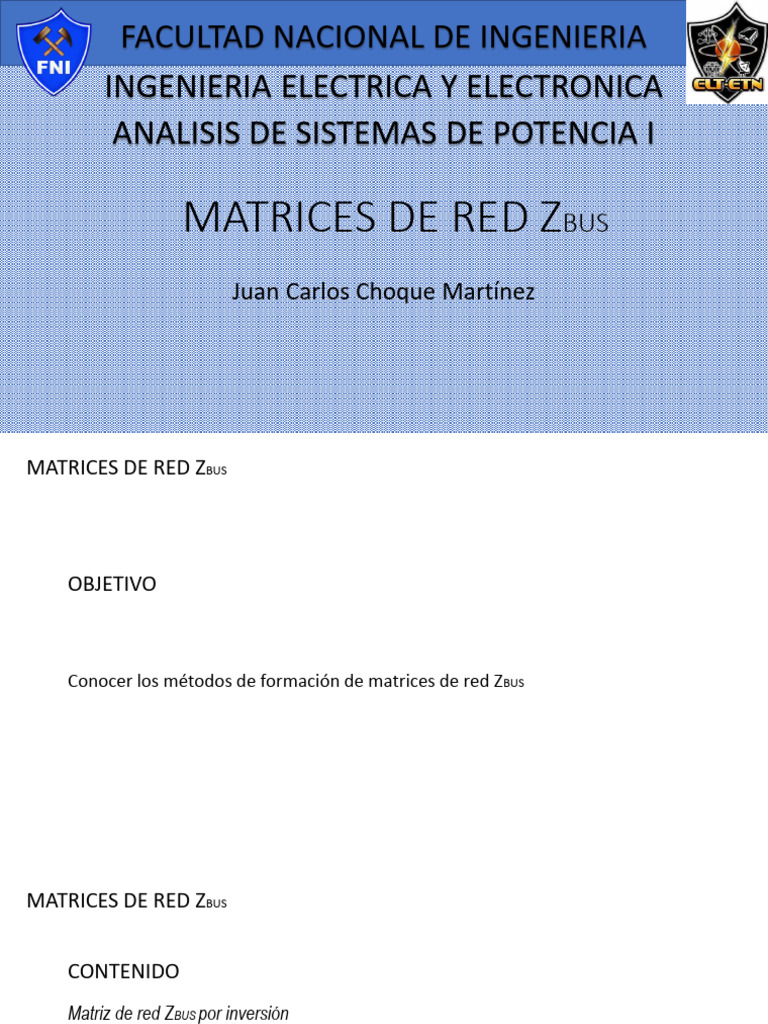 Tema Nº 2 Matrices de red Zbus_V6 | PDF | Matriz (Matemáticas) | Ecuaciones