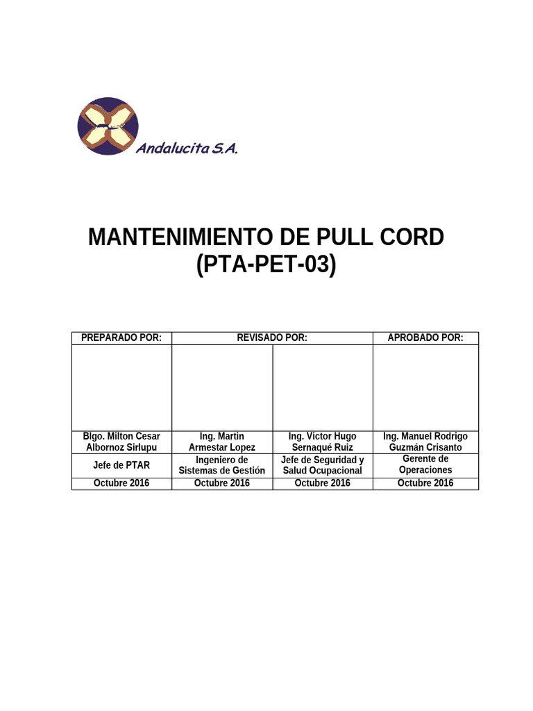 Mantenimiento de Pull Cord en Planta | PDF