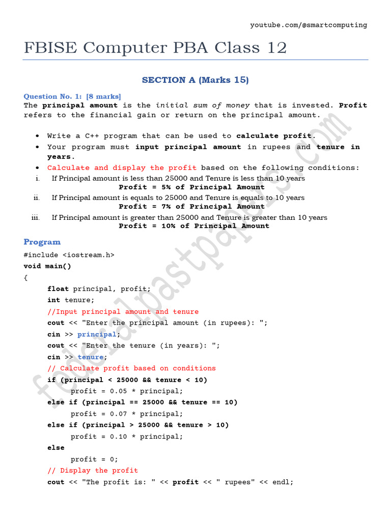 FBISE-Computer-PBA-Class-12-Solution | PDF | Computer Programming | Software Engineering