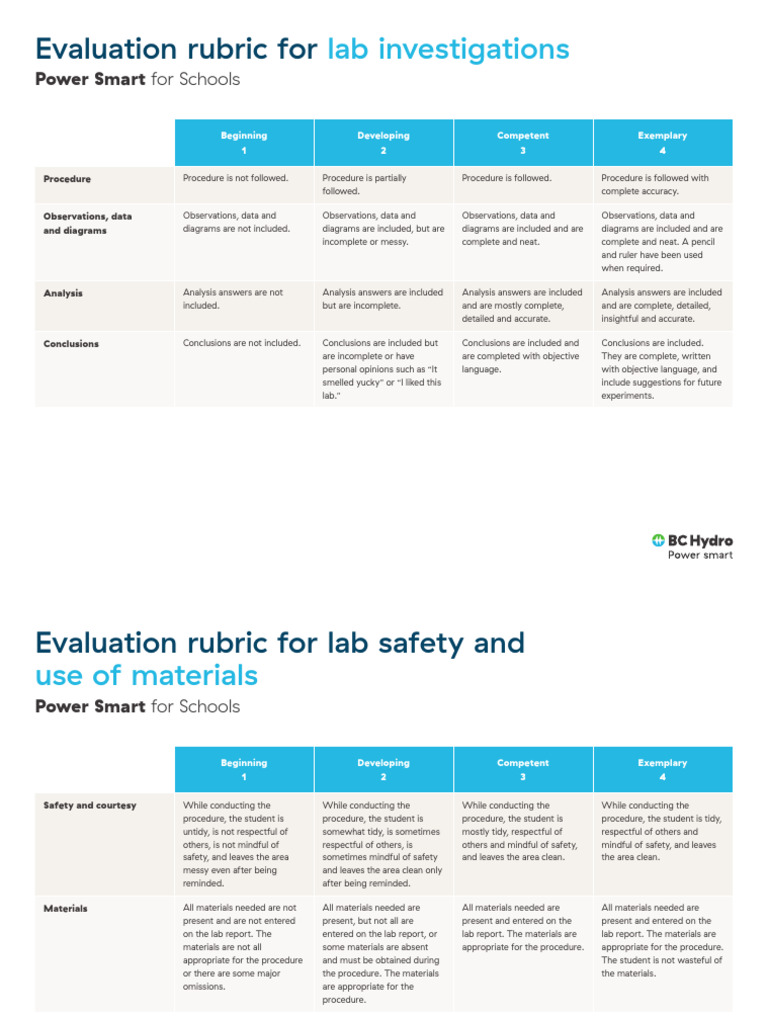 Lab Investigations and Safety Rubric | PDF | Methodology | Cognition