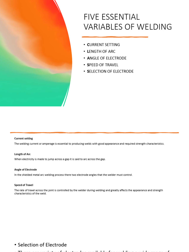 Five Essential Variables of Welding 1 | PDF | Welding | Construction