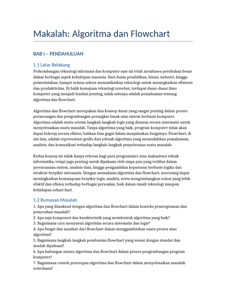Makalah Algoritma Dan Flowchart | PDF