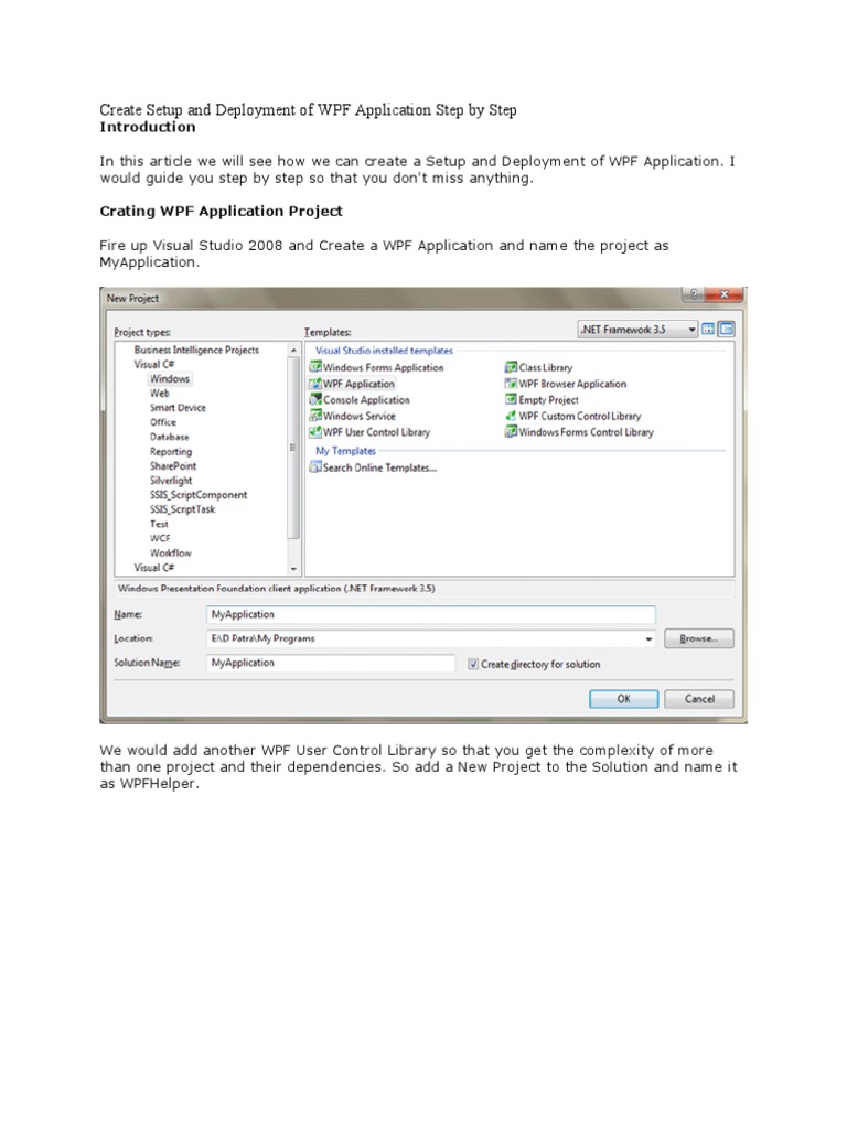 Create Setup And Deployment Of Wpf Application Step By Step Pdf Extensible Application
