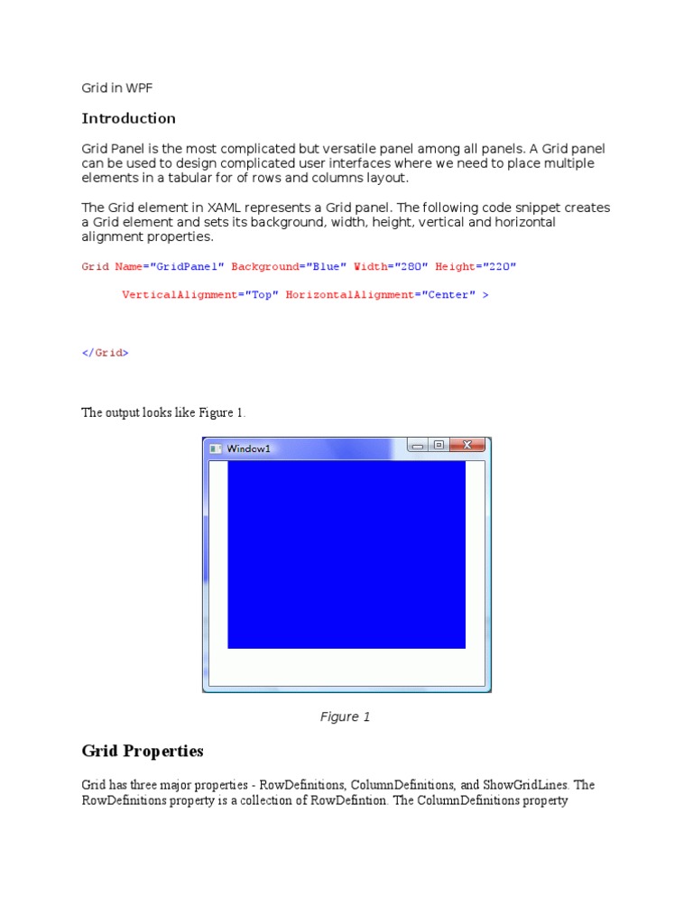 Grid In Wpf Pdf Windows Presentation Foundation Extensible Application Markup Language