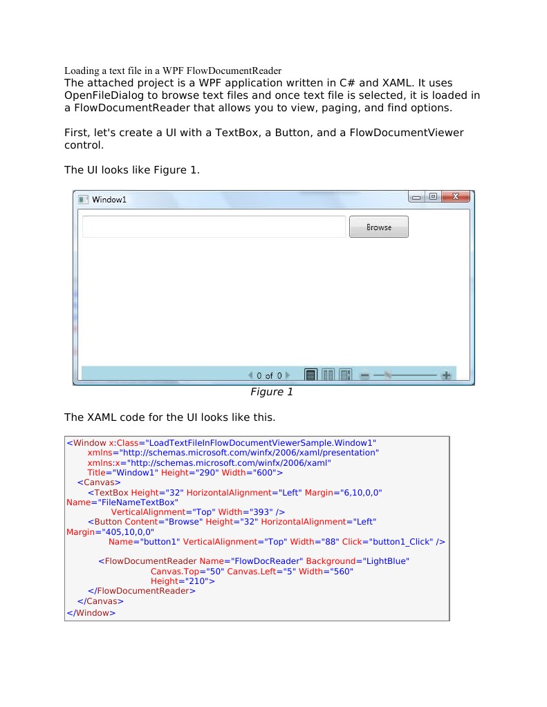 Loading A Text File In A Wpf Flow Document Reader Pdf Extensible Application Markup Language