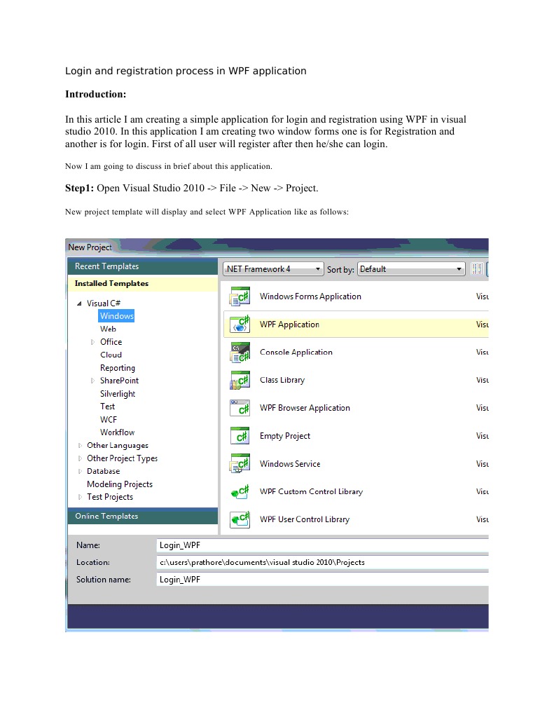 Login And Registration Process In Wpf Application Pdf Extensible Application Markup Language