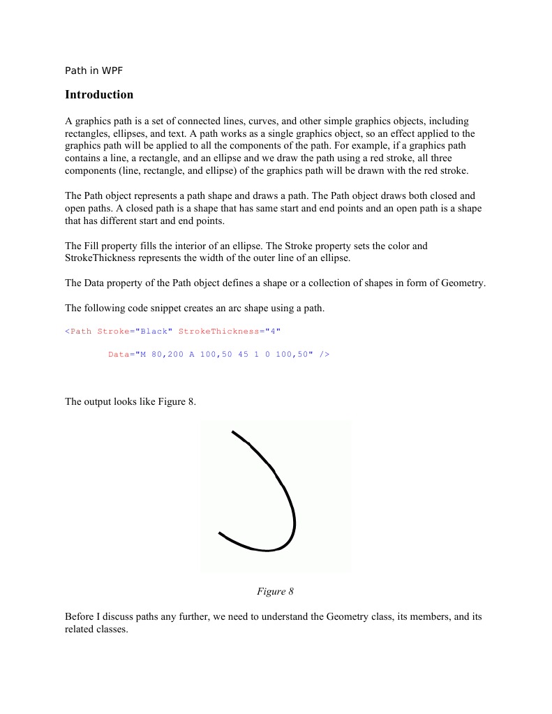 Path in WPF | PDF | Shape | Ellipse