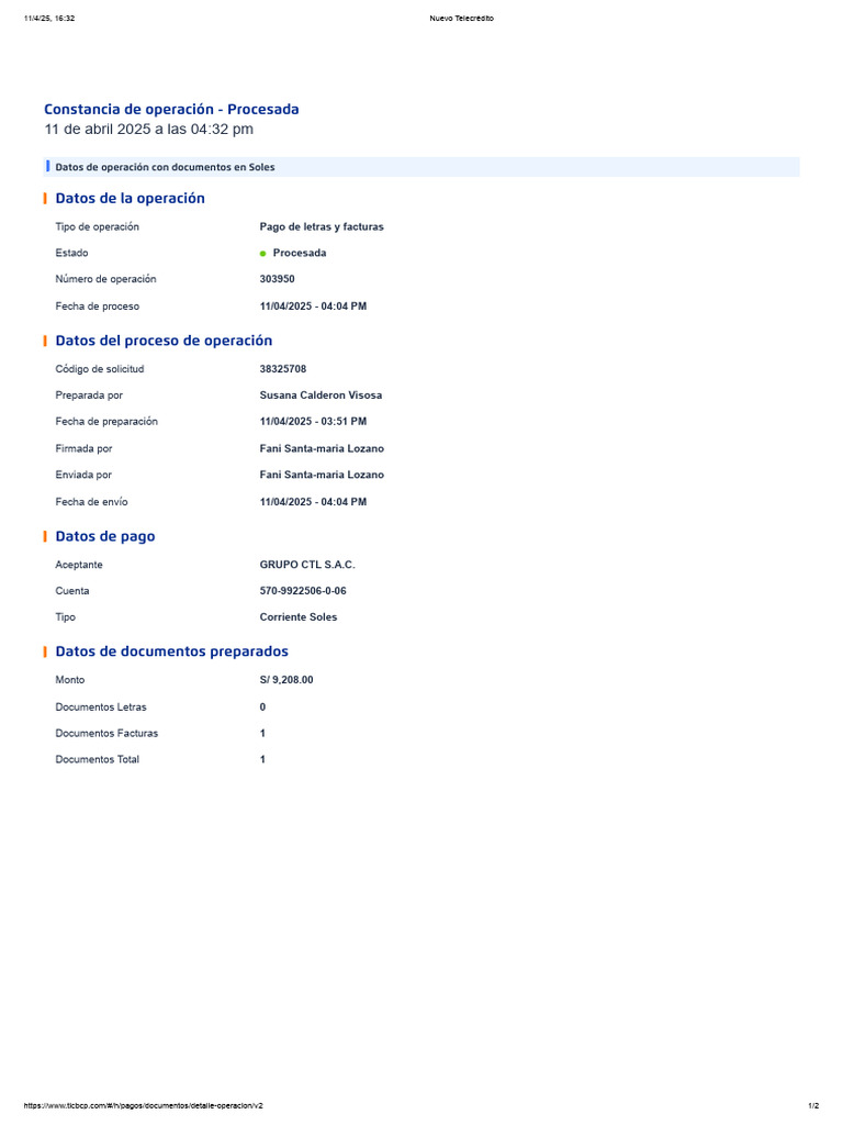 CTL - 11.04.25 - Letra - Distribuidora Pintel Sac | PDF