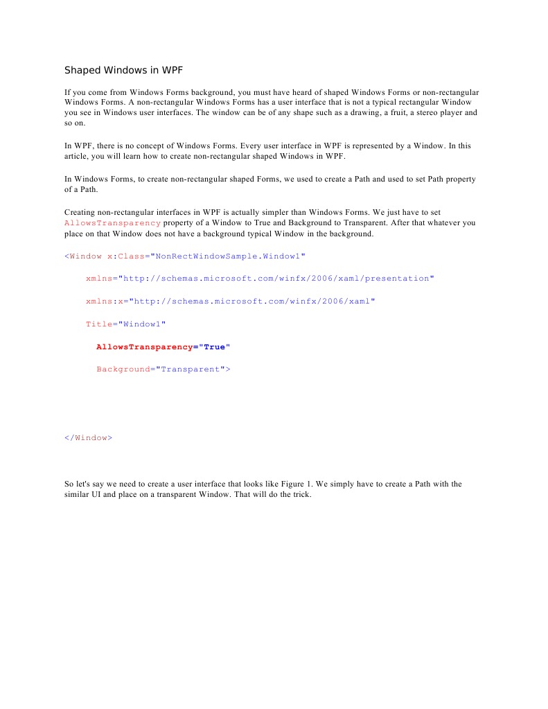 Shaped Windows In Wpf Pdf Windows Presentation Foundation Extensible Application Markup