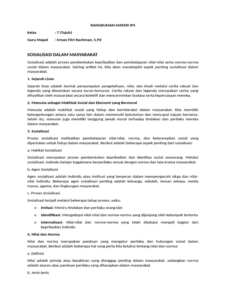 Rangkuman Materi Ips | PDF