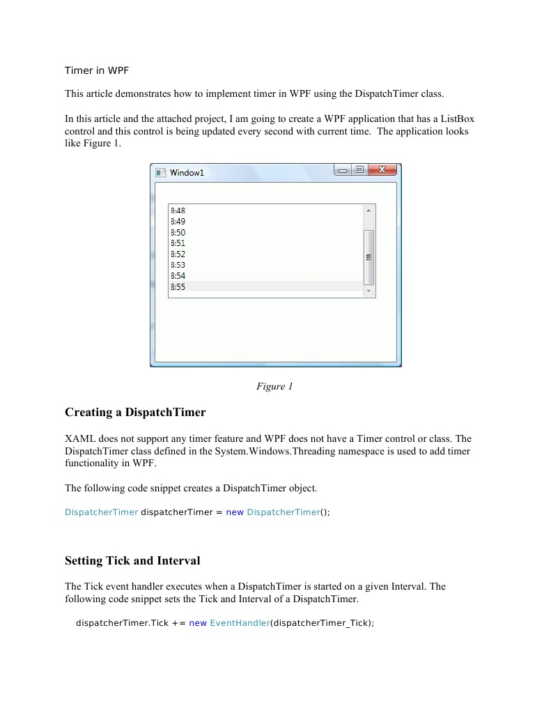 Timer in WPF | PDF