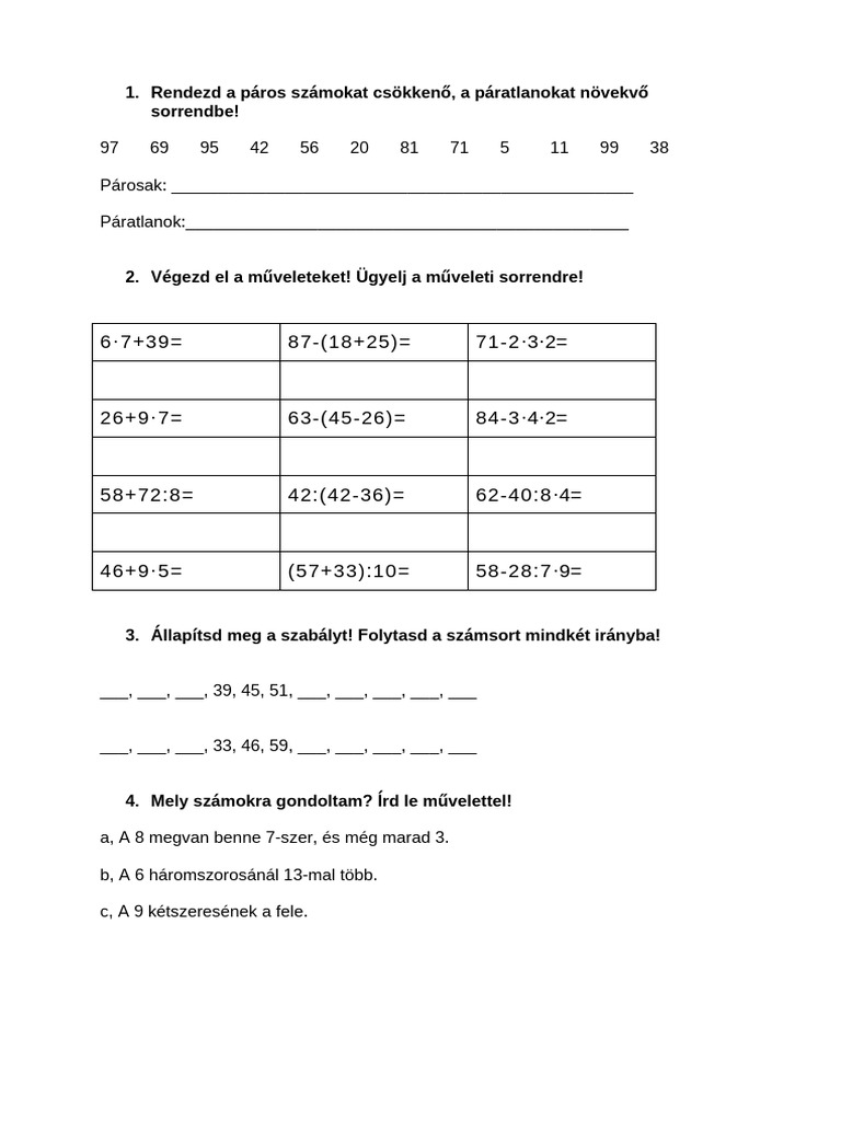 Matek Gyakorló 3. O. | PDF