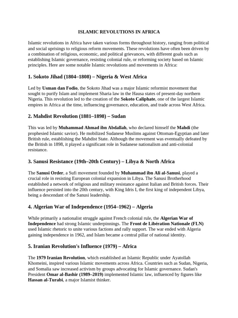 Islamic Revolutions and Influence in Africa | PDF | East Africa | Berbers