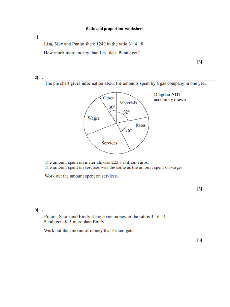 Ratio and proportion worksheet | PDF