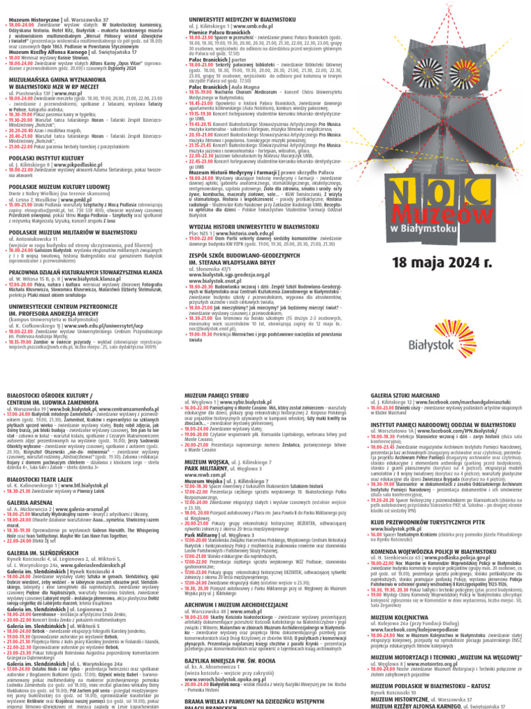 Noc Muzeow 2024 Ulotka DL | PDF