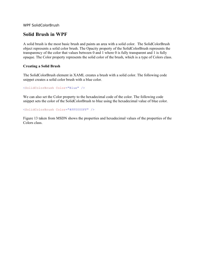 WPF SolidColorBrush | PDF | Color | Areas Of Computer Science