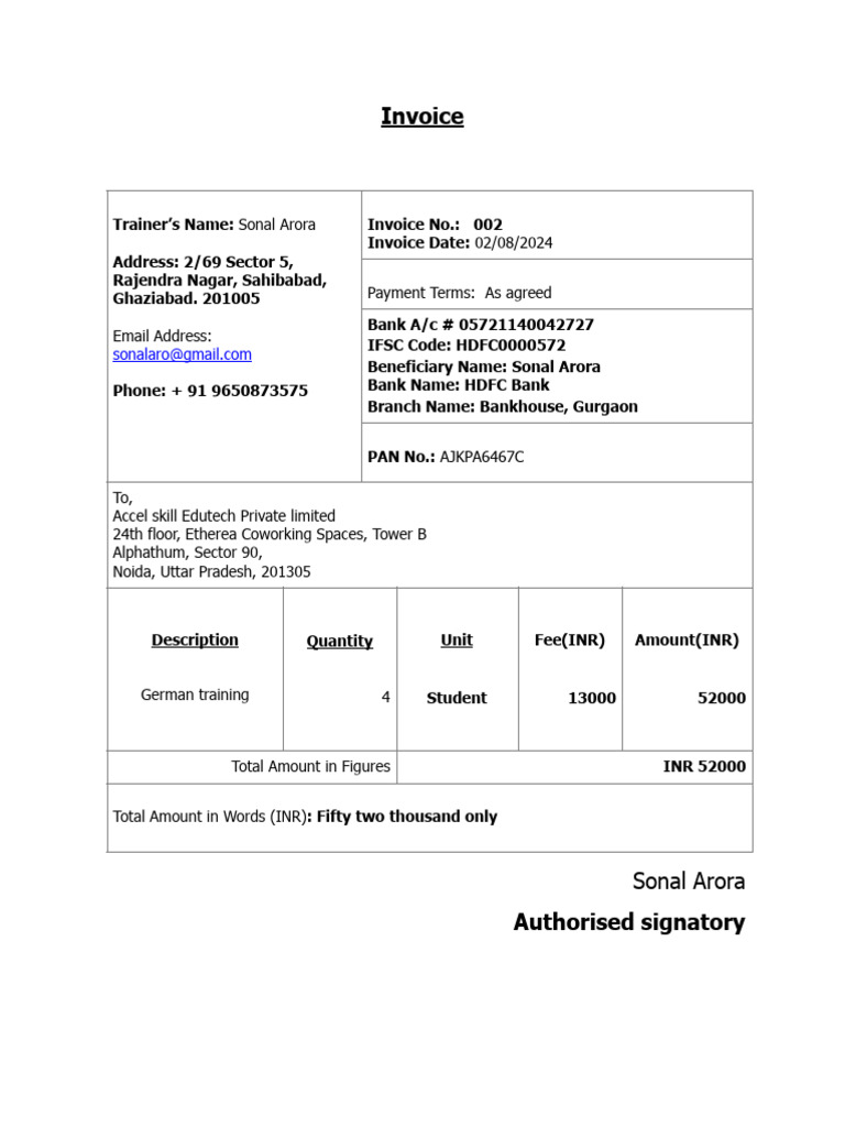 Accel Skill Invoice A1 | PDF