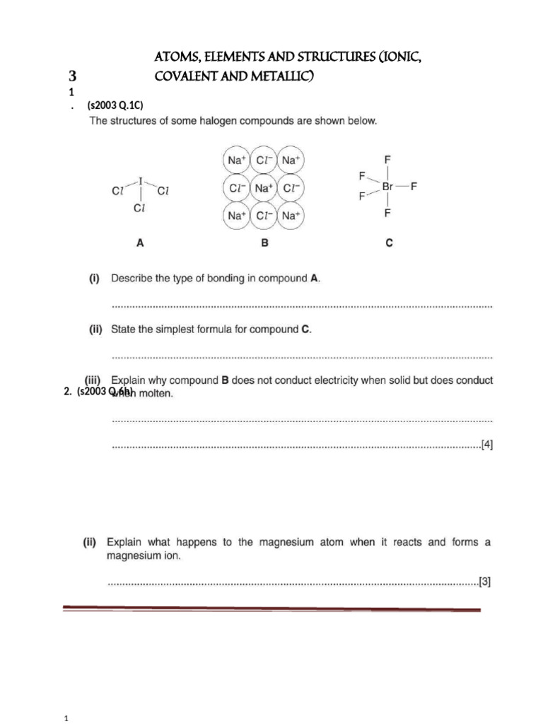 Igcse Atoms Elements Chemical Bonding | PDF | Chemistry | Materials