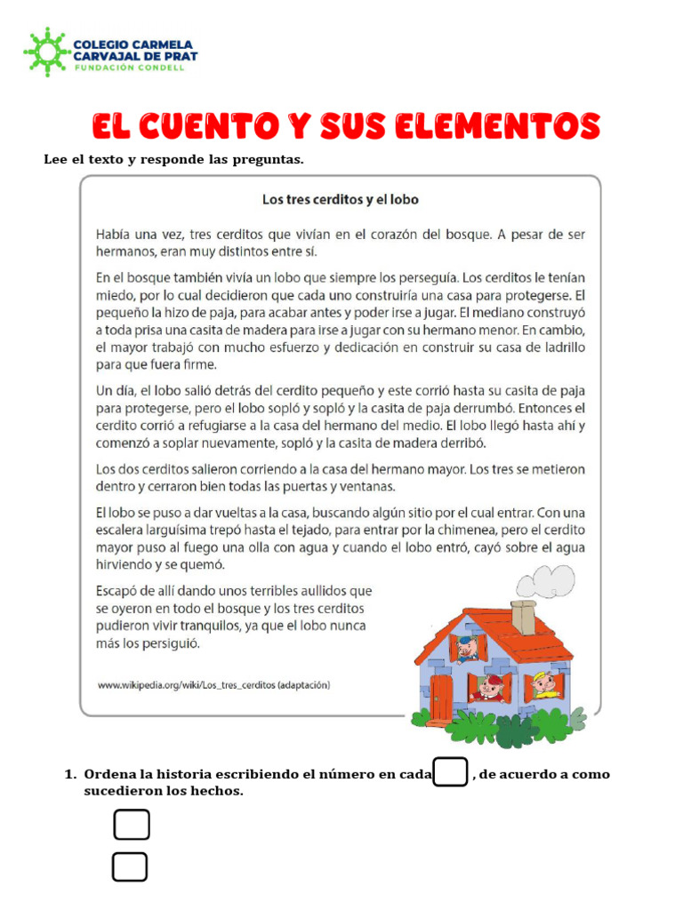 Elementos del cuento: Los tres cerditos | PDF